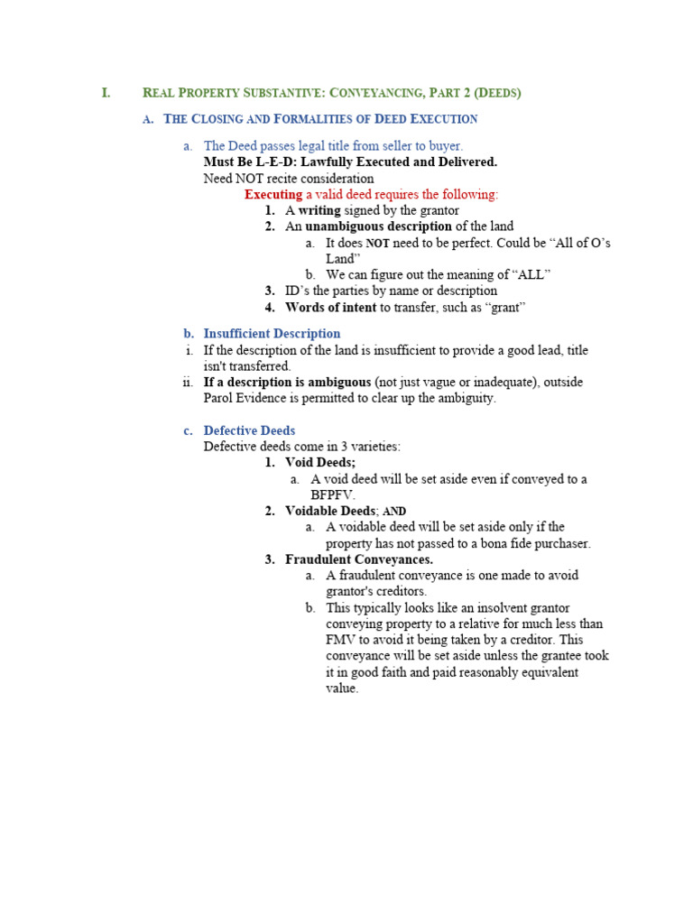 Real Property Conveyancing Part 2 Outline | Download Free PDF | Deed | Conveyancing