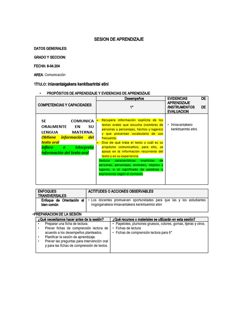 Sesion de Aprendizaje Comunicacion | PDF | Aprendizaje | Comprensión lectora