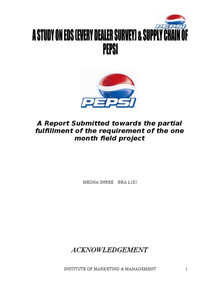 Summer Internship Report - Pepsi | PDF | Pepsi Co | Foods