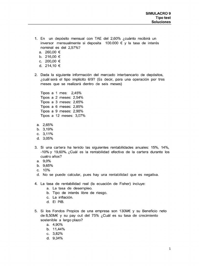 Simulacro 9 Efa Enunciados - I | PDF