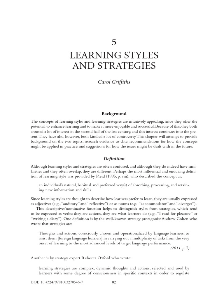 Learning Styles & Strategies | PDF | Learning Styles | English As A ...