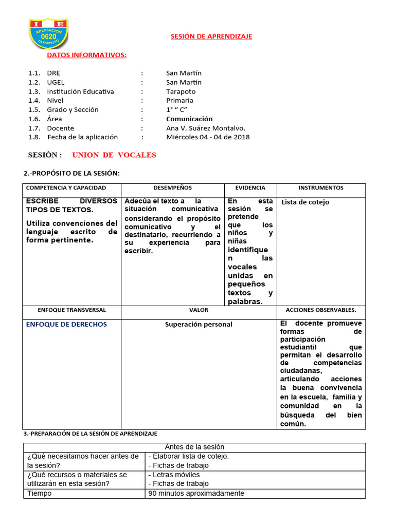 Sesión de Aprendizaje Mate | PDF | Evaluación | Aprendizaje