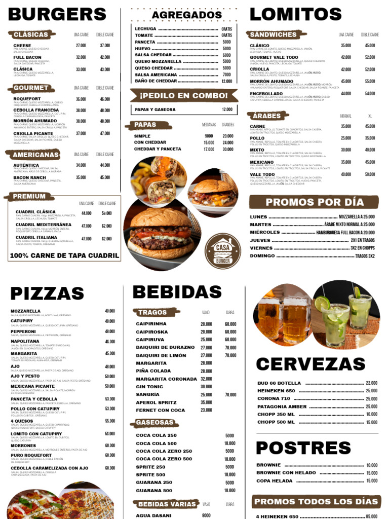 Menú Casa Burger Arvin | PDF | Alimentos | Carne