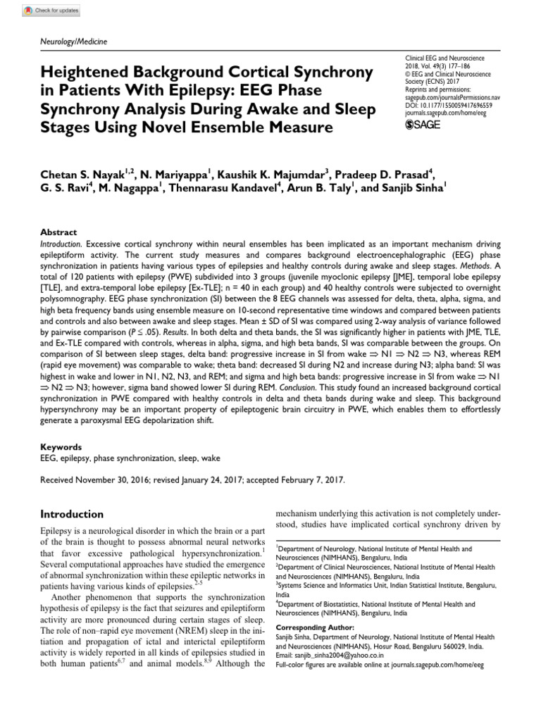 Heightened Background Cortical Synchrony In Patients With Epilepsy Eeg Phase Synchrony Analysis