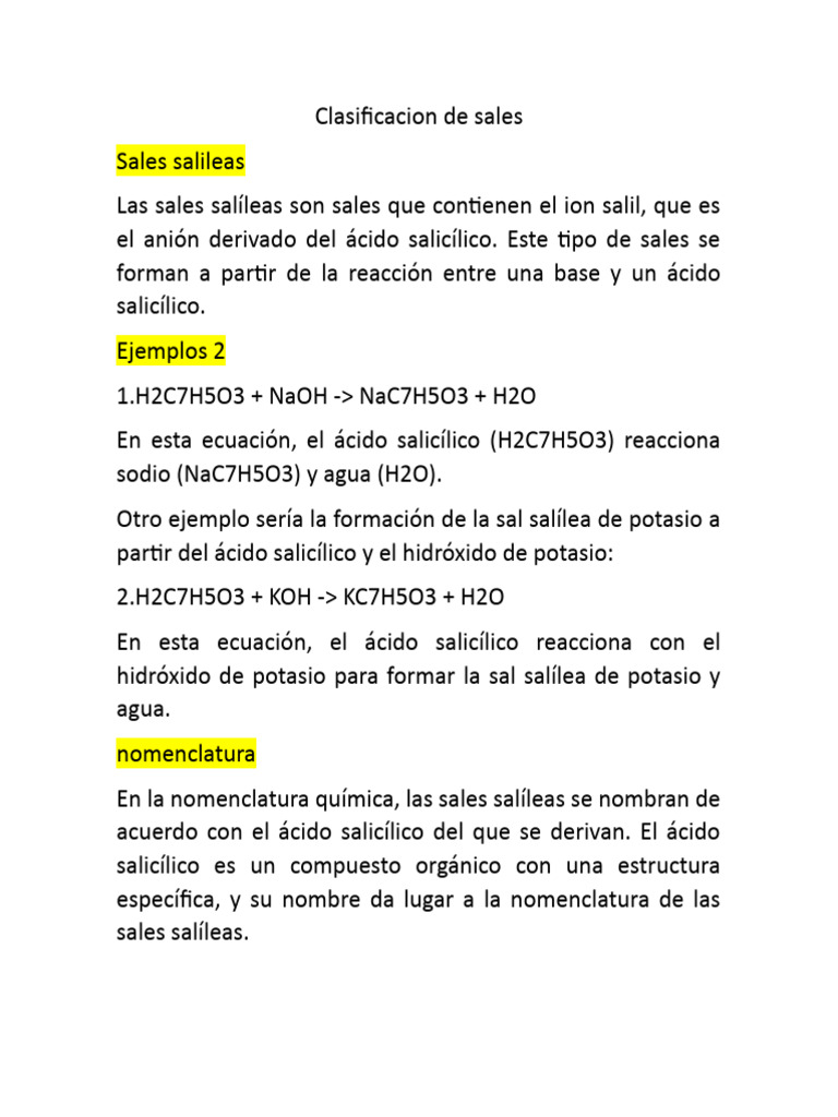 Taller de Sales | PDF | Sal (química) | Hidróxido de sodio