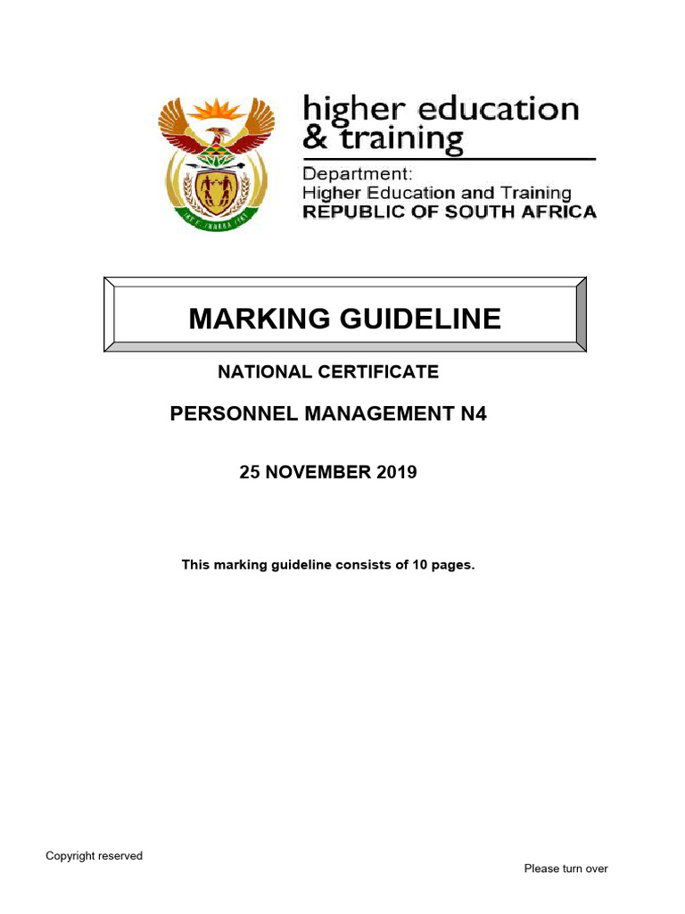 N1310 - Personnel Management N4 Memo Nov 2019 2 | PDF | Employment ...