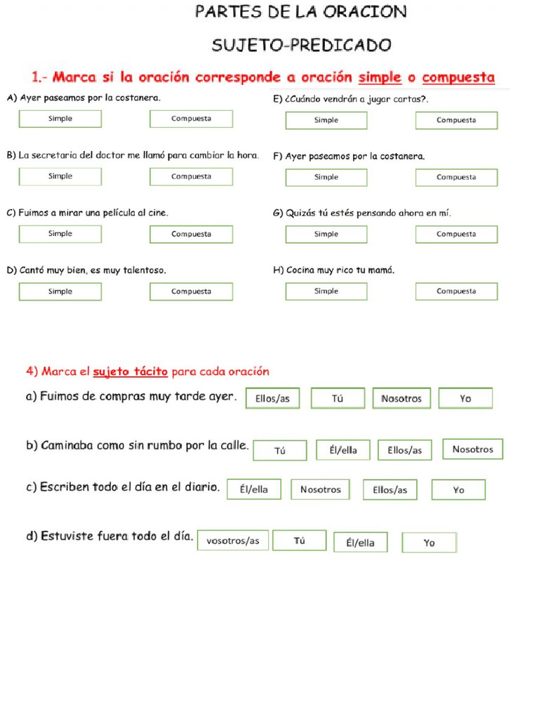 Partes de la oración | PDF