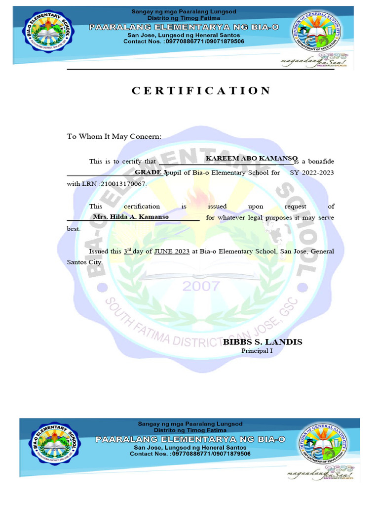 Certification 4P'S Bia-O Es 2024 | PDF