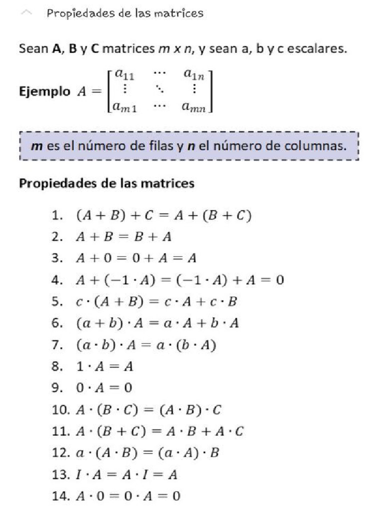 Propiedades de Matrices | PDF