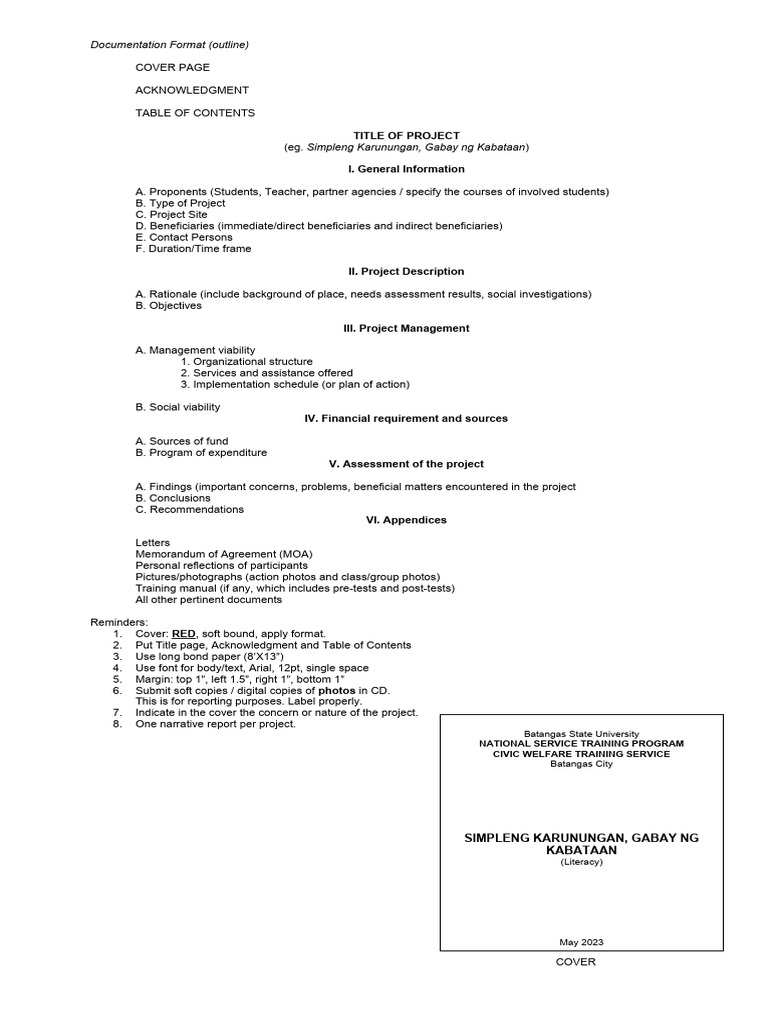 CWTS Narrative Report Format 2023 | PDF