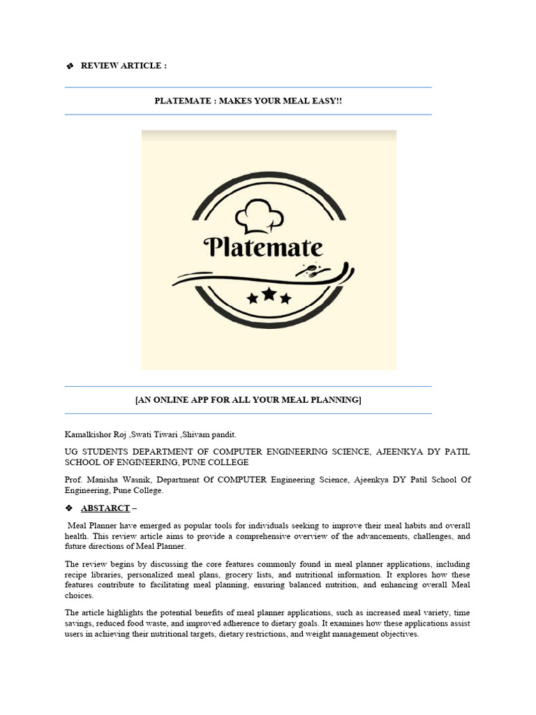 Platemate 2 | PDF | Internet Of Things | Methodology