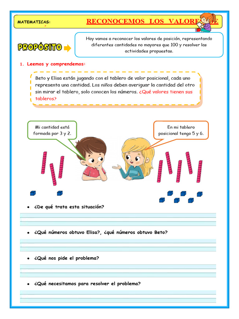 U2 s5 Ficha d2 Mat Reconocemos Los Valores de Posición | PDF | Estudios ...