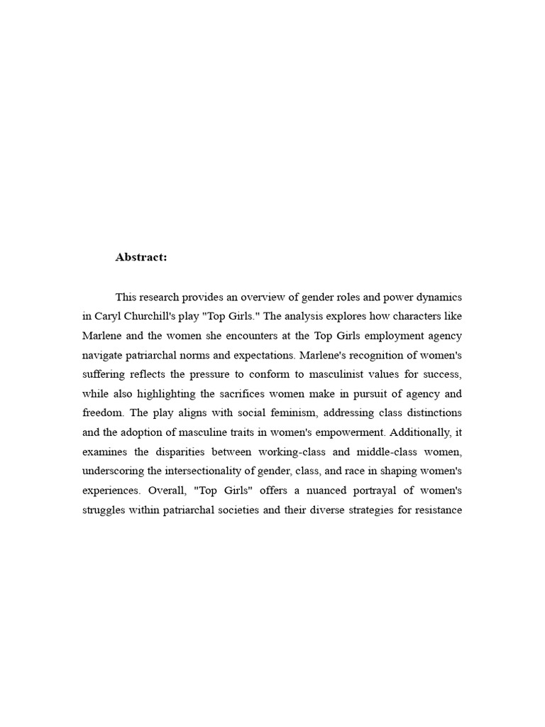 Gender Roles in Churchill's "Top Girls" | PDF | Gender Studies | Feminism