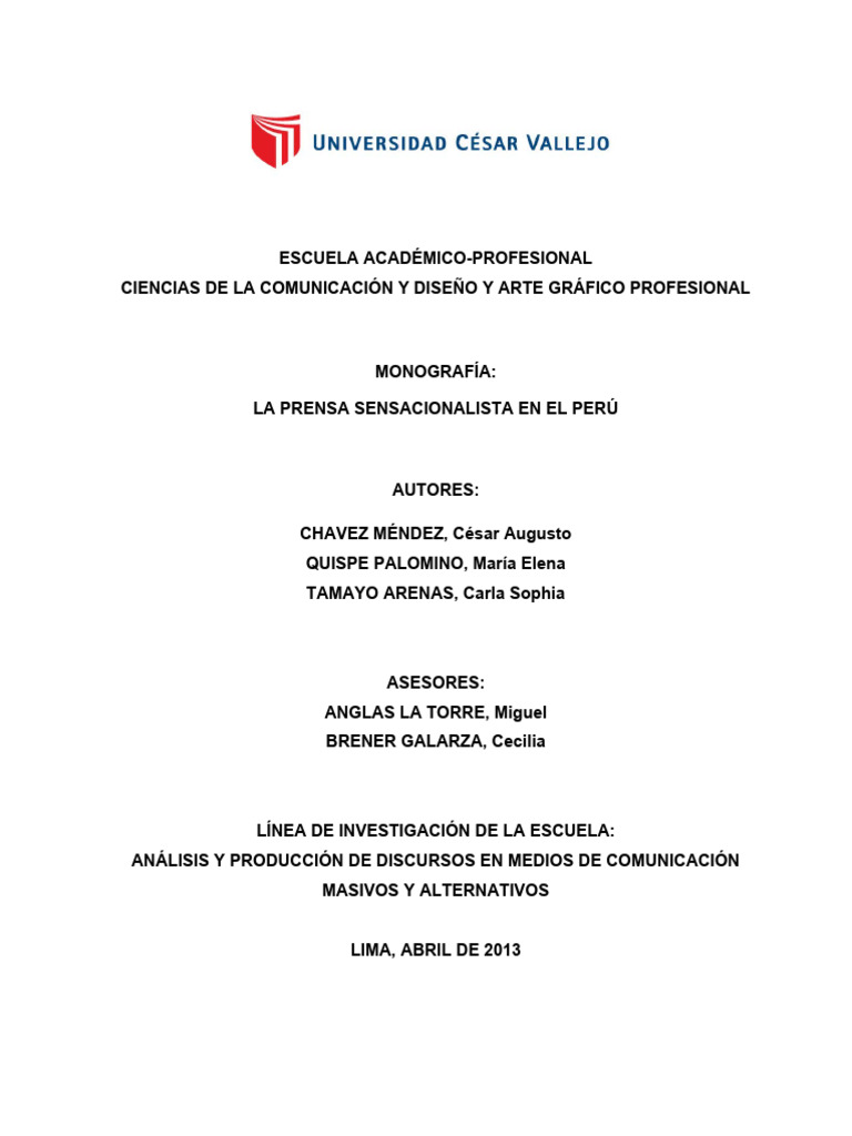 MUESTRA DE MONOGRAFÍA- APA | PDF | Perú | Periodismo