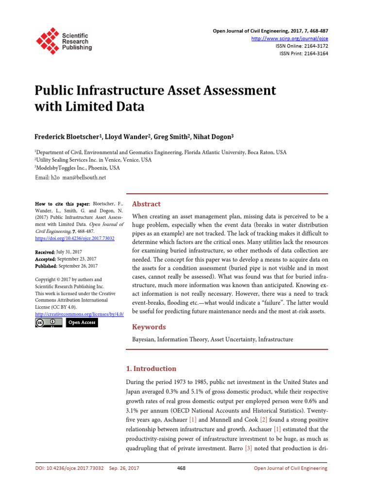 Public Infrastructure Asset Assessment with Limited Data | PDF | Fuzzy Logic | Probability ...