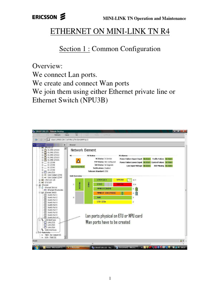 MINI LINK TN Operation and Maintenance | PDF | Wide Area Network | Ethernet