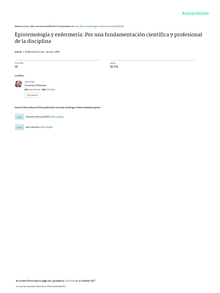 Jose Siles González1 | PDF | Conocimiento | Enfermería