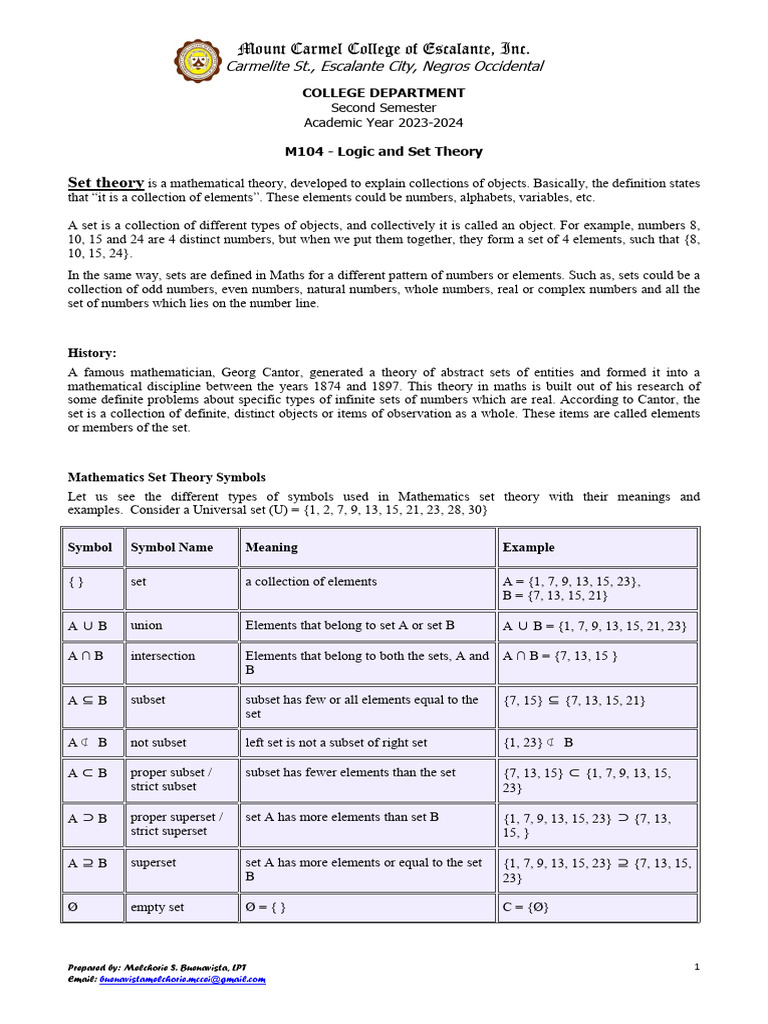 Set-Theory-Handouts | PDF | Set (Mathematics) | Mathematics