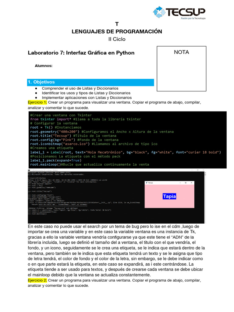 L7 - Interfaz Grafica en Python | PDF | Ventana (informática) | Python (lenguaje de programación)
