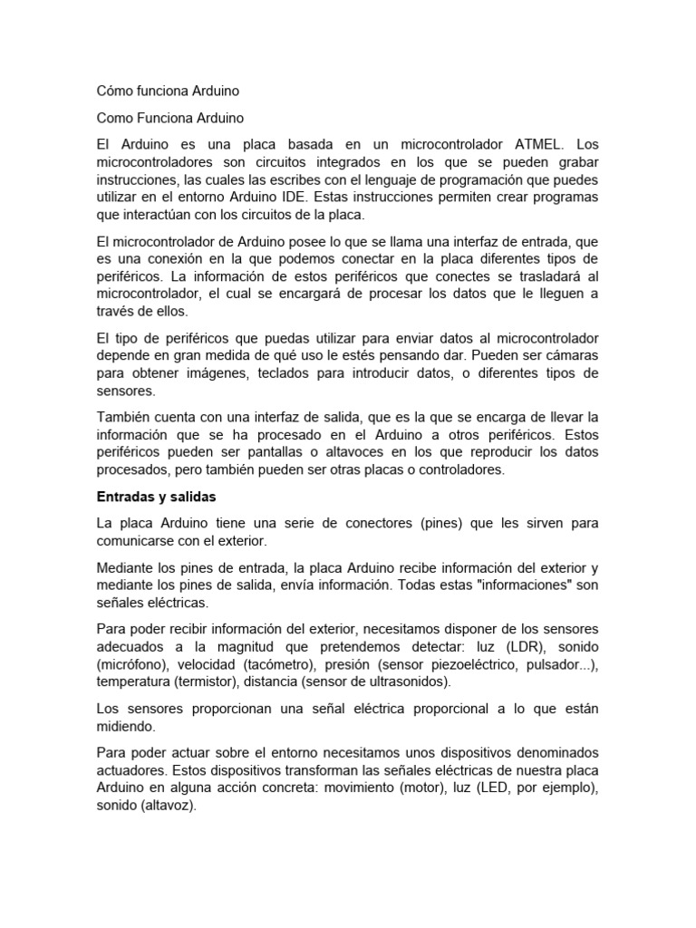 Cómo Funciona Arduino | PDF | Arduino | Periférico Cómo Funciona Arduino | PDF | Arduino | Periférico