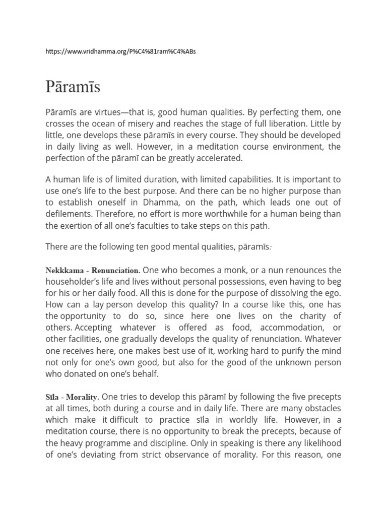 10 Pāramīs Rev 1 | PDF | Noble Eightfold Path | Indian Philosophy