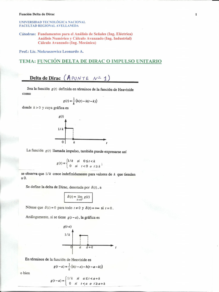 Función Delta de Dirac y la Transformada de Laplace | PDF