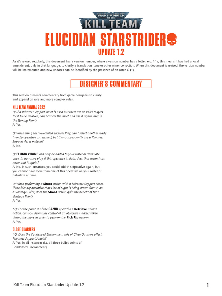 Kill Team Starstrider FAQ | PDF