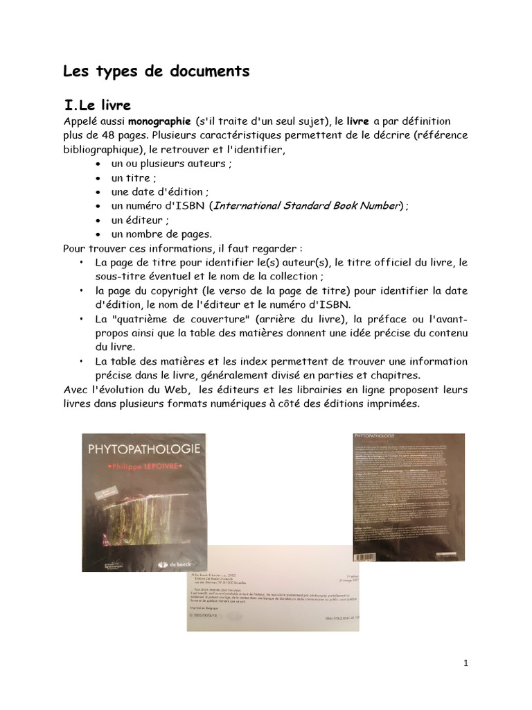 TD Les Types de Documents | PDF | Livres | Édition