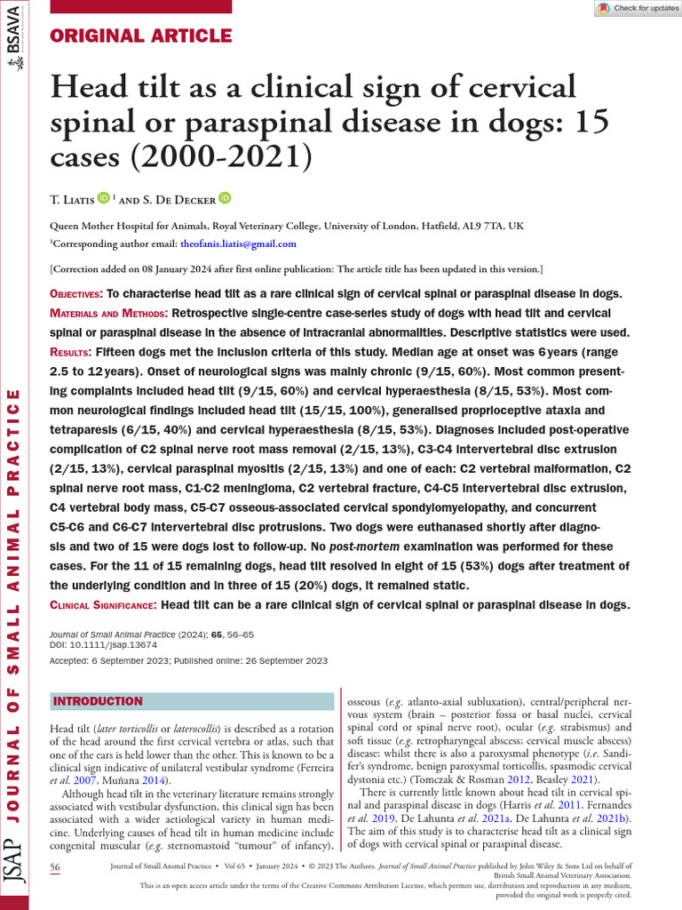 Head Tilt As A Clinical Sign of Cervical Spinal or Paraspinal | PDF ...