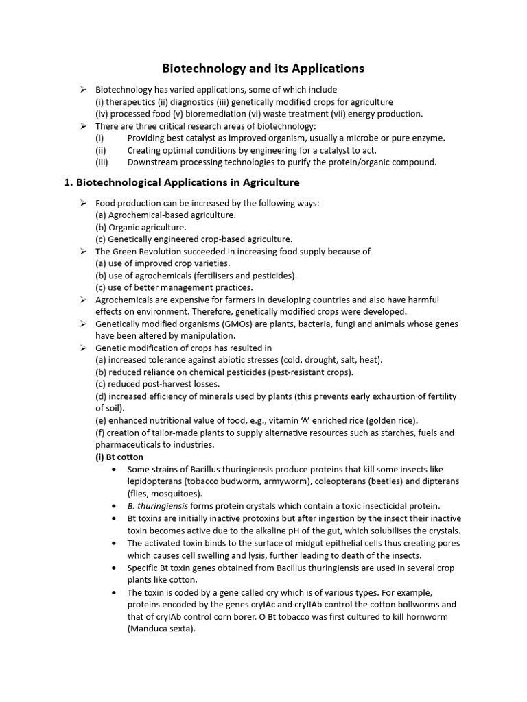 Biotechnology and Its Applications | PDF | Genetically Modified ...