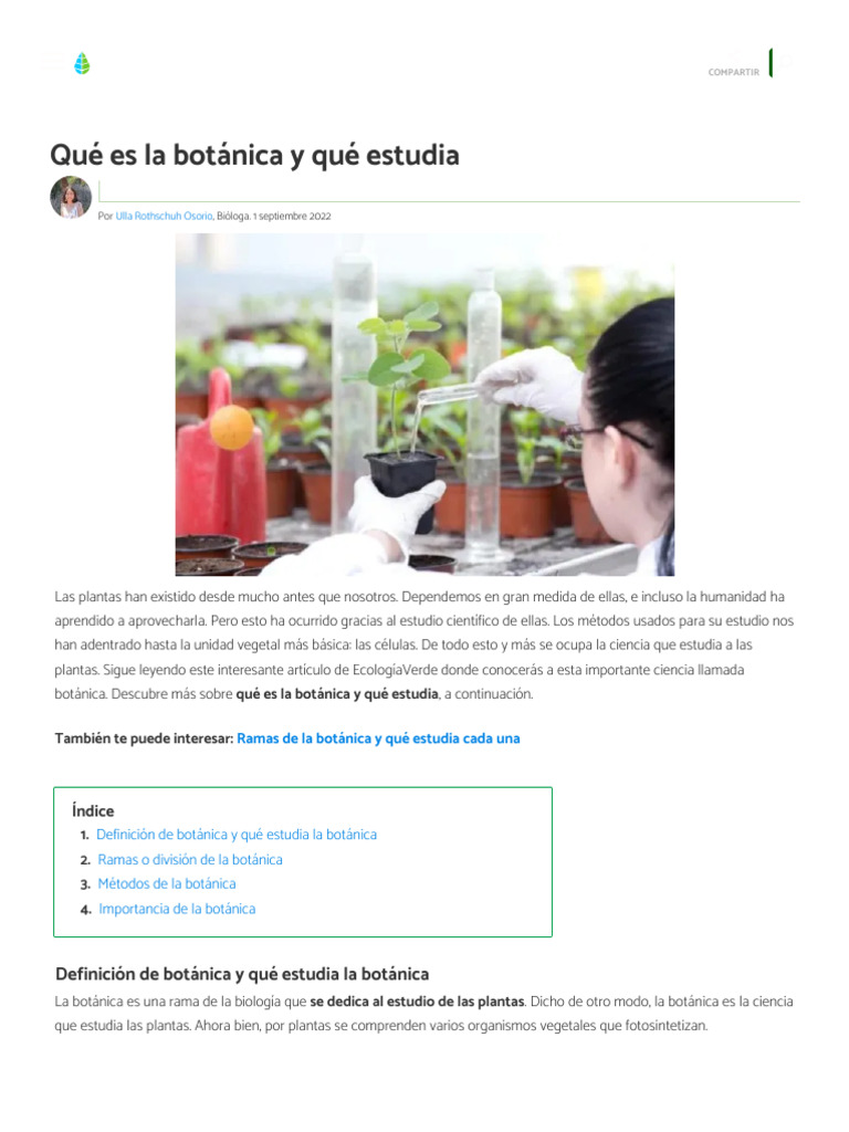 Qué es la botánica y su estudio | PDF | Botánica | Plantas