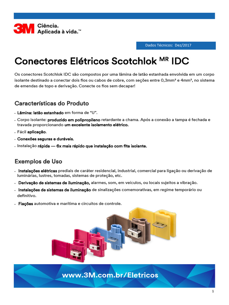 Conectores Scotchlok IDC: Especificações e Uso | PDF | Eletricidade ...