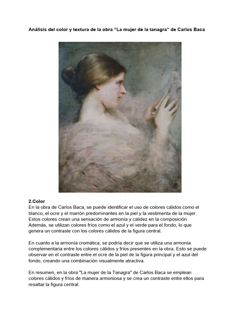 Análisis Del Color y Textura de La Obra "La Mujer de La Tanagra" de ...