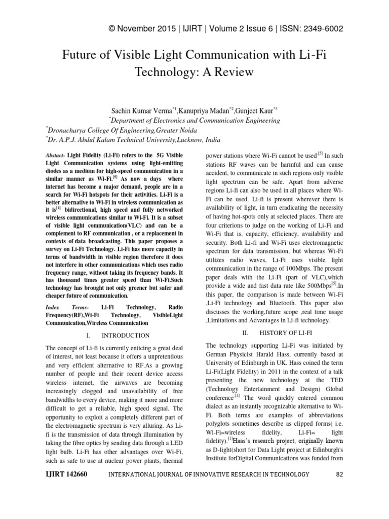 Future of Visible Light Communication Wi | Download Free PDF ...
