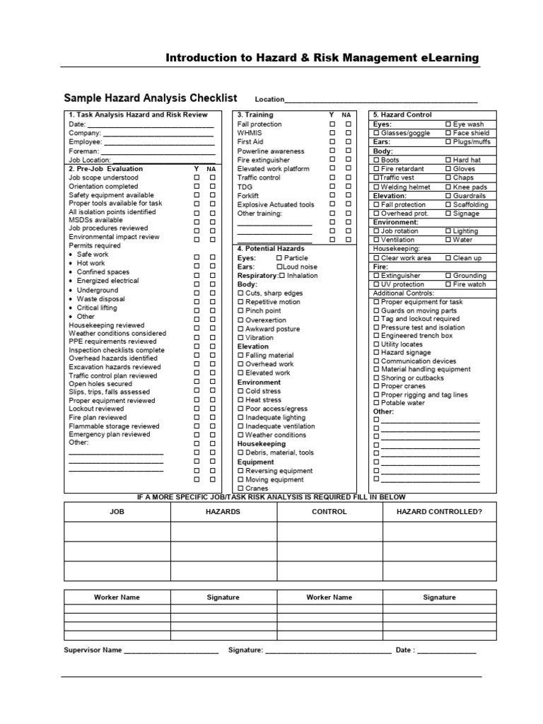 Sample Hazard Analysis Checklist | PDF | Personal Protective Equipment ...