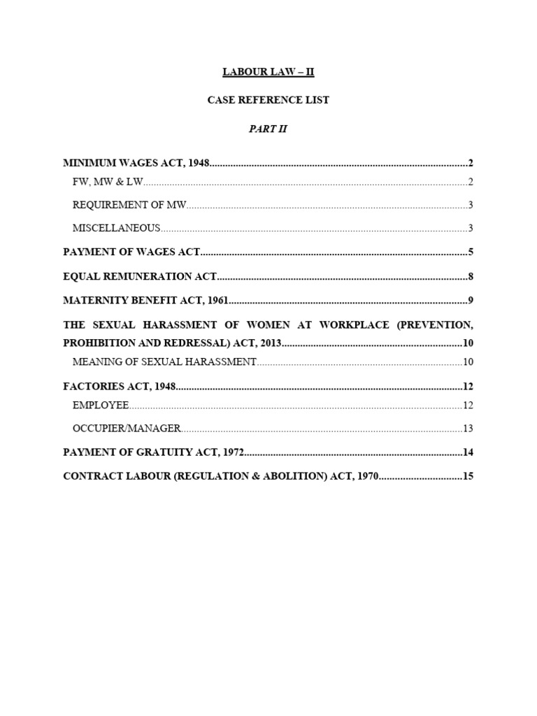 One Liners | PDF | Employment | Labour Law