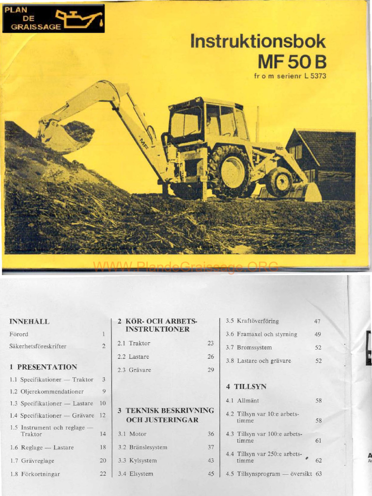 Massey Ferguson MF 50 B Operators Manu | PDF
