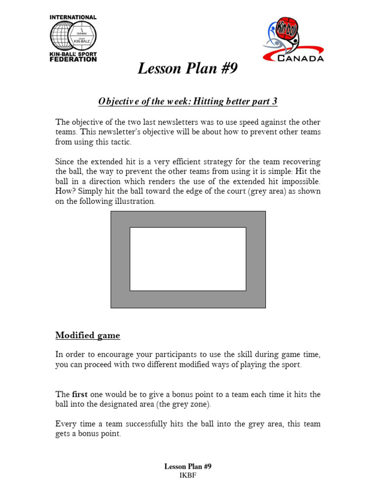 Kin-Ball Canada LESSON PLAN - 9 - E - IKBF | PDF | Sports | Ball Games