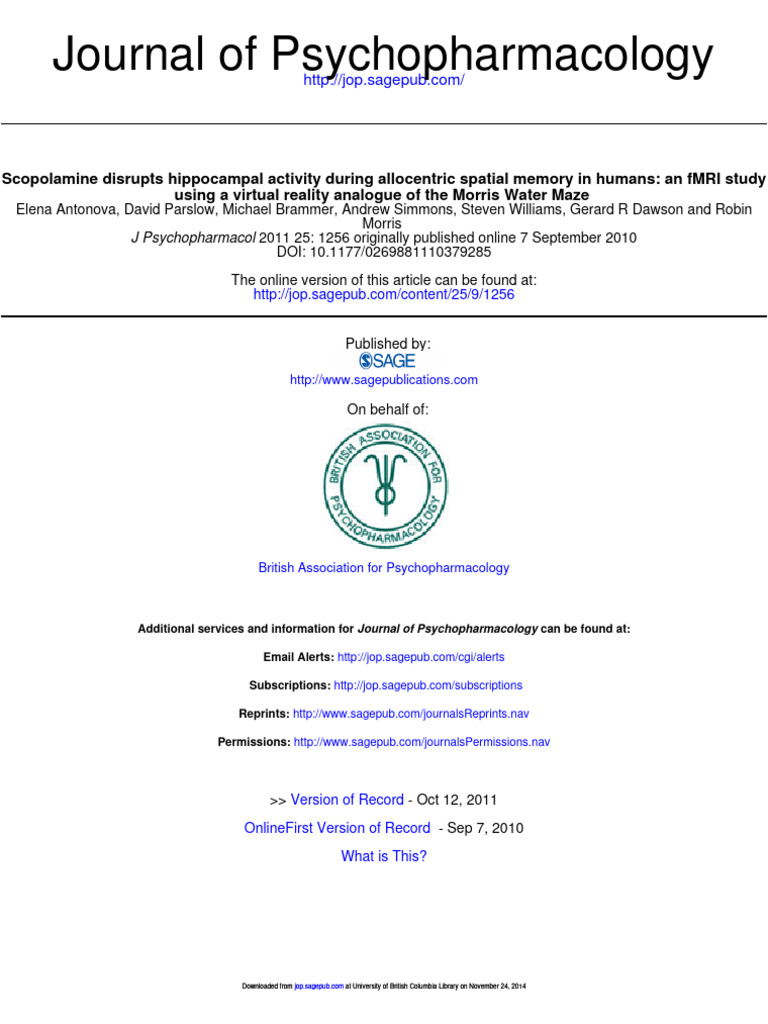 Scopolamine's Impact on Memory | PDF | Cingulate Cortex | Hippocampus