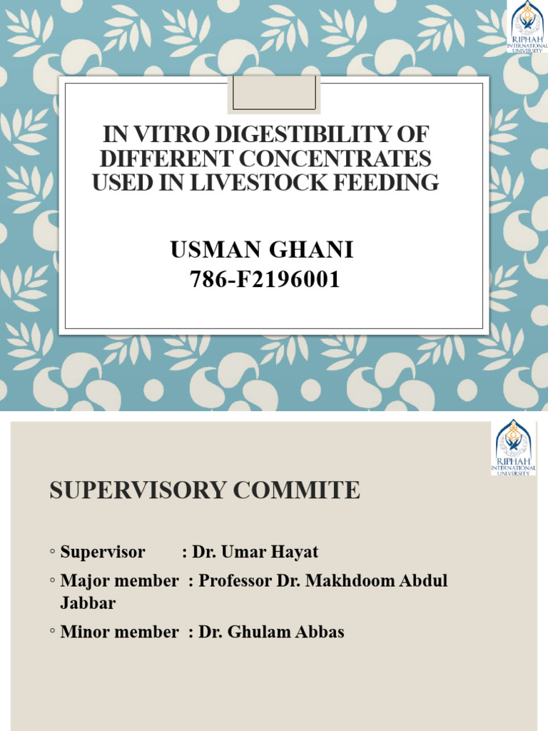 In Vitro Digestibility of Livestock Feeds | PDF | Cottonseed | Flour