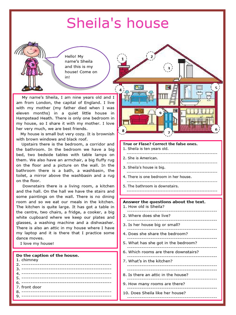 Sheilas House Reading Comprehension Exercises - 19918 | PDF | Bedroom ...