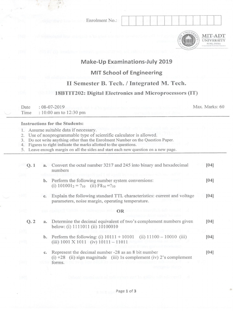 18BTIT202 Digital Electronics and Microprocessors | PDF 18BTIT202 Digital Electronics and Microprocessors | PDF