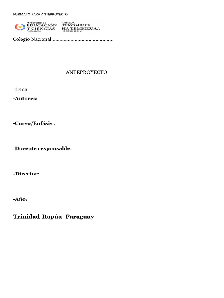 Formato para Anteproyecto | PDF | Cognición | Science