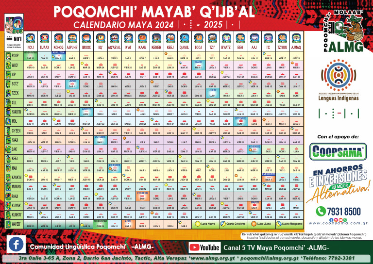 Calendario Maya Haab' Poqomchi' Oficial 2024-2025 | PDF | Civilización ...