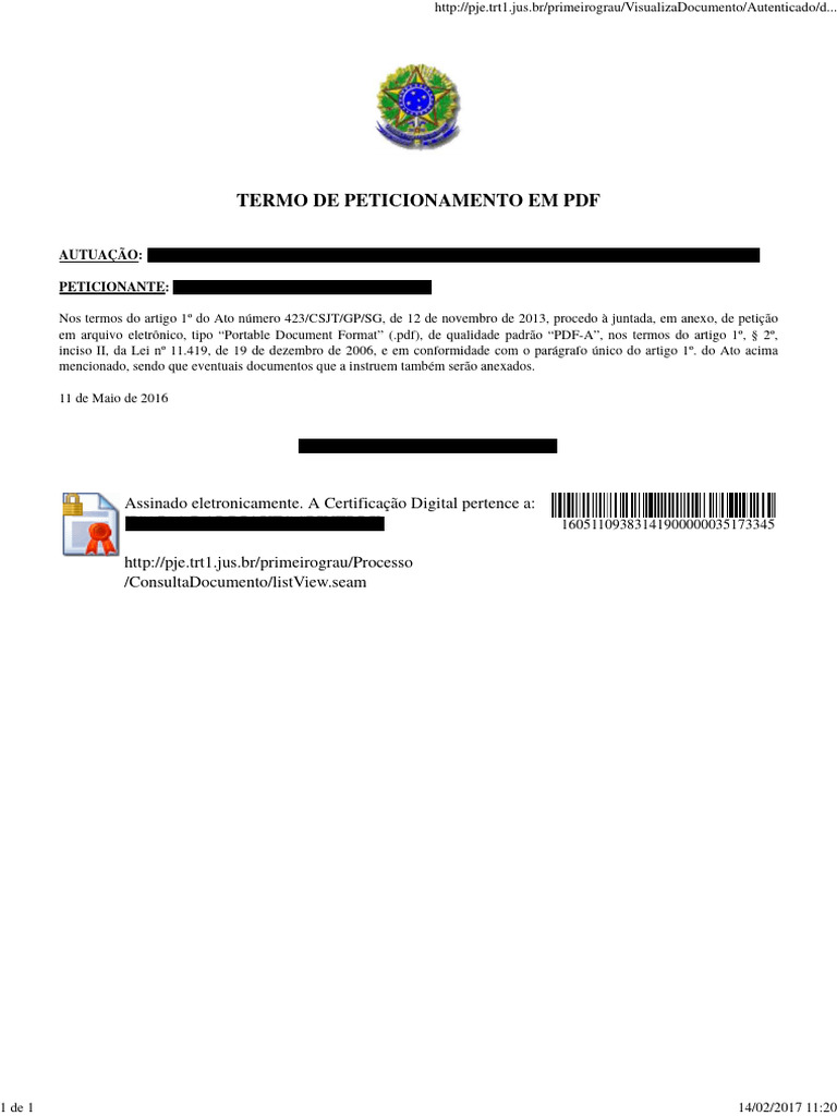 Exemplo Documento PJe - ExemploDocumentoPJeAlt | PDF