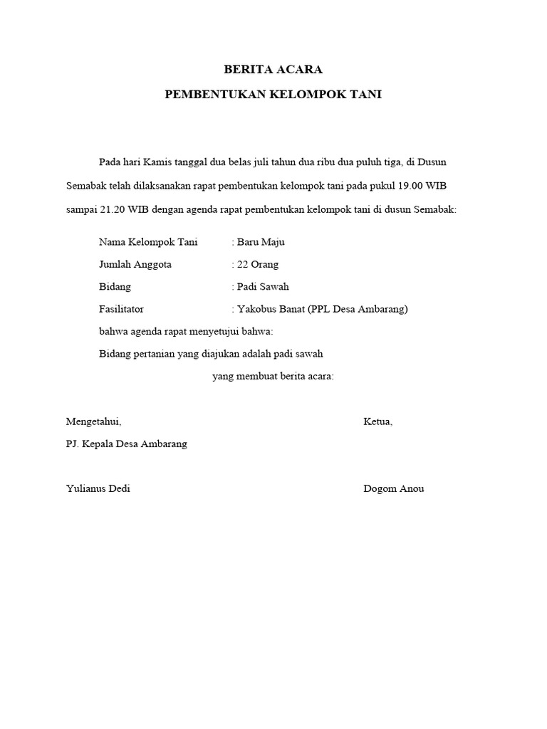 Pembentukan Kelompok Tani Baru | PDF