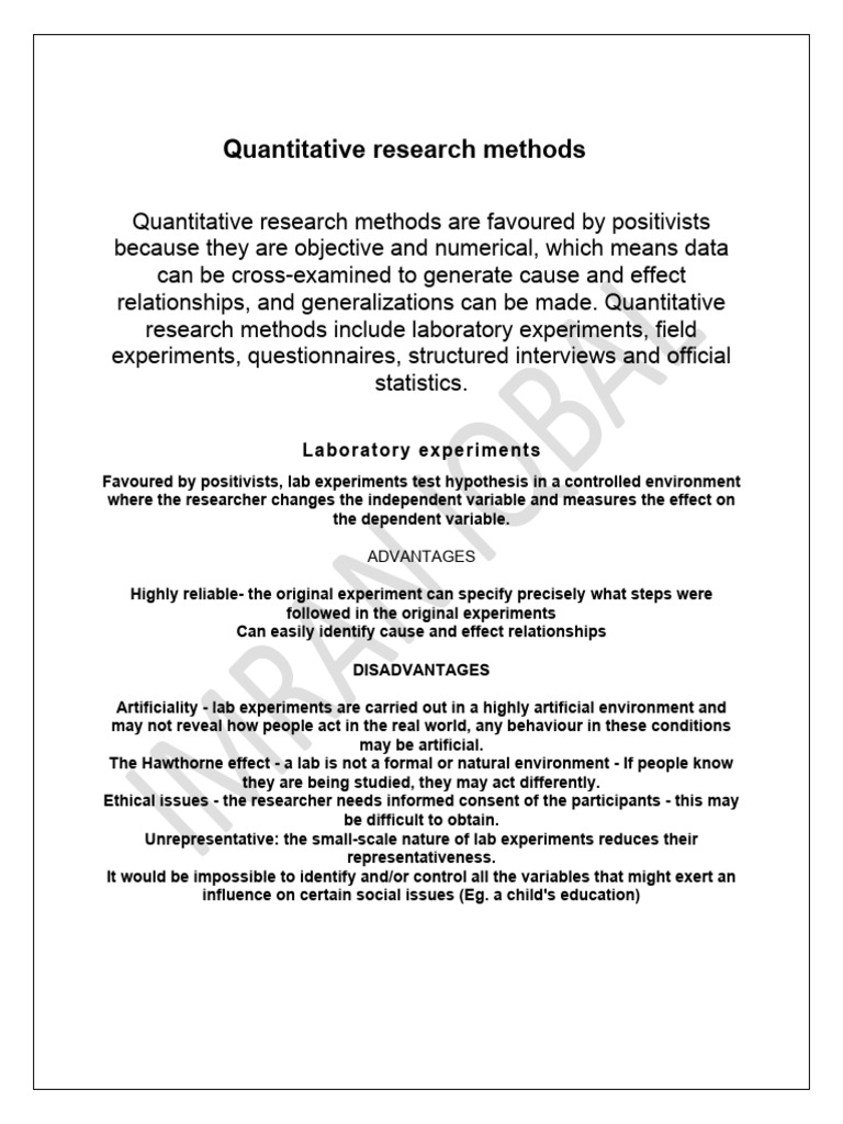Q Strenths and Limitations of Different Quantative Research Methods Positivism | PDF ...