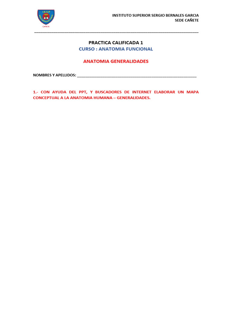 Practica Calificada N°1 Generalidades (2024) | PDF