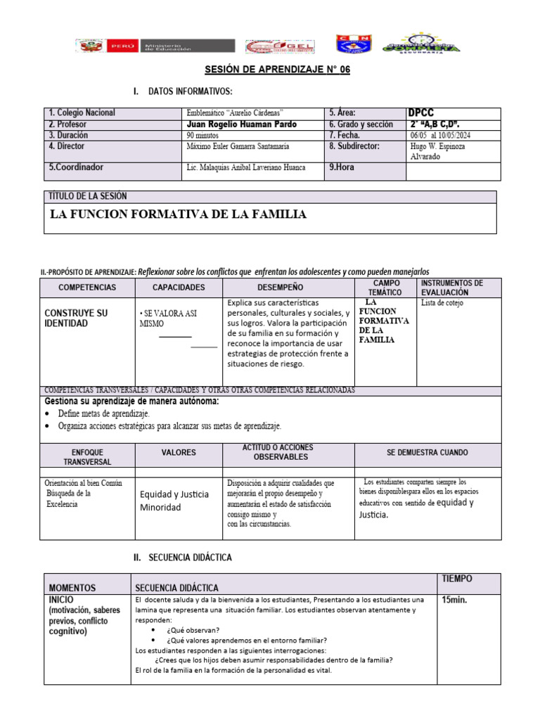 Hoy SESIÓN DE APRENDIZAJE CC - SS #3 Y 4 | Descargar gratis PDF | Maestros | Aprendizaje