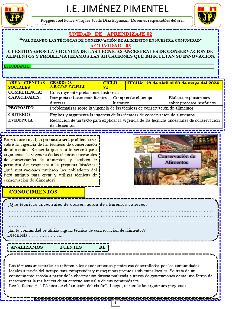 Act 07 Ccss 2do Grado 2024 Roggers | PDF | Patata
